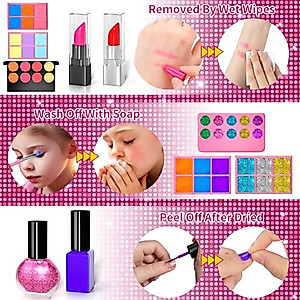 Kids Makeup Kit for Girl, 52 Pcs Pretend Makeup for Toddlers Kids, Washable Non Toxic Make Up for Girls, Pretend Play Toy Makeup Set Birthday for Little Girls Age 3 4 5 6 7 8 Years Old
