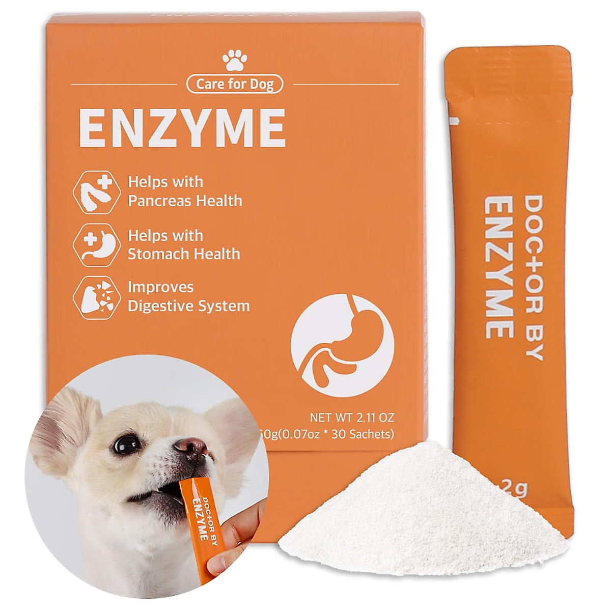 Doctor By Enzyme for Dogs Digestive Enzyme Supplements for Dogs with Protease, Amylase, Lipase - Promotes Digestion and Improves Nutrient Absorption - 30 Individually Packaged (1 Pack)
