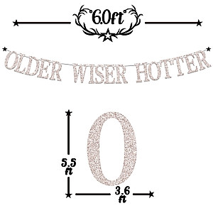 Rose Gold Glitter Older Wiser Hotter Banner, Death to My Youth 30th Birthday Banner Decorations, Funny 30th Birthday Party Decorations for Women