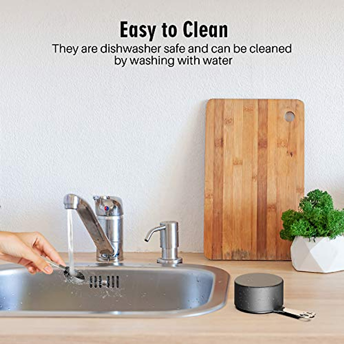 PanderHecop Measuring Cups and Spoons Set, 10 Piece Stackable Stainless Steel Handle Accurate Tablespoon for Measuring Dry and Liquid Ingredients Small Teaspoon with Plastic Head (10, Black)