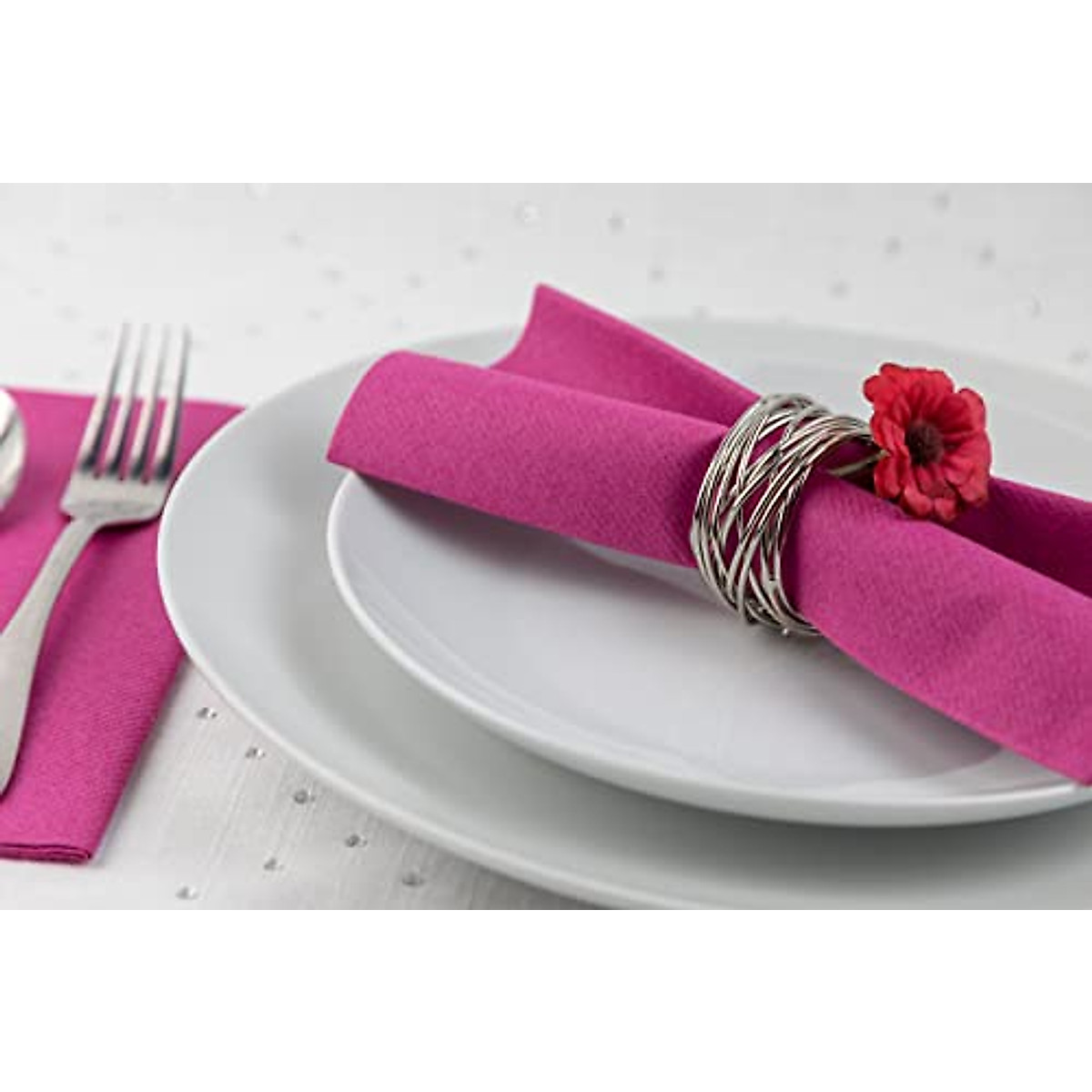 SimuLinen Magenta Dinner Napkins Paper Disposable & Decorative –Dinner Napkins with Linen-feel, Cloth-Like & KOSHER for Passover, Easter, Weddings, Shower Napkins – Size: 16”x16” – Box of 50