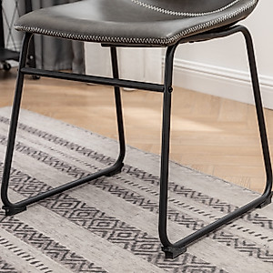 Roundhill Furniture Lotusville Vintage PU Leather Dining Chairs, Antique Gray, Set of 2