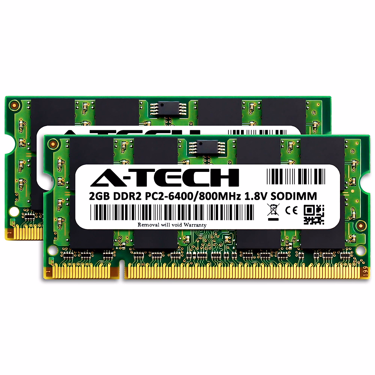 A-Tech 4GB (2x2GB) DDR2 800MHz SODIMM PC2-6400 1.8V CL6 200-Pin Non-ECC Unbuffered Laptop RAM Memory Upgrade Kit