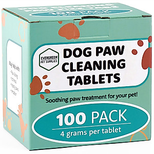 Evergreen Pet Supplies Dog Paw Cleaning Tablets - 100 Count, 4g Tea Tree Oil Fizz Tablets - Dog Itchy Paw Relief - Deep Cleans, Soothes, Moisturizes Yeasty Paw Pads - Helps Stop Frequent Paw Licking