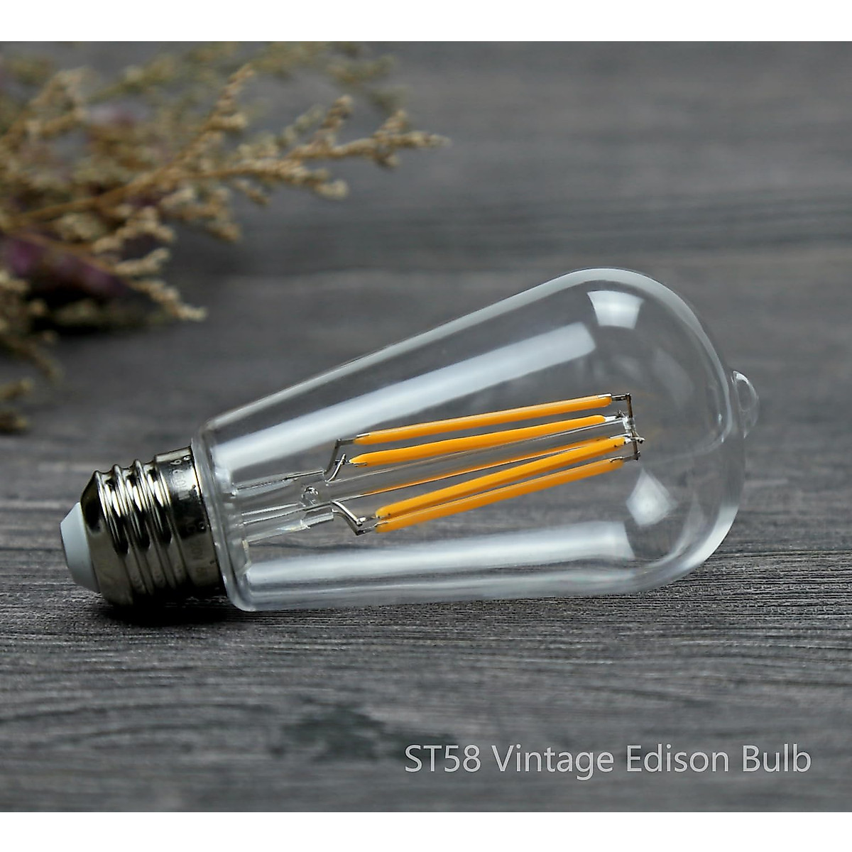 BORT ST58/ST19 Vintage LED Edison Bulbs, Warm White 2700K, Dimmable 6W Edison Light Bulbs, 60W Equivalent, 700LM, E26 Standard Base Filament LED Bulb, Clear Plastic - 12Pack