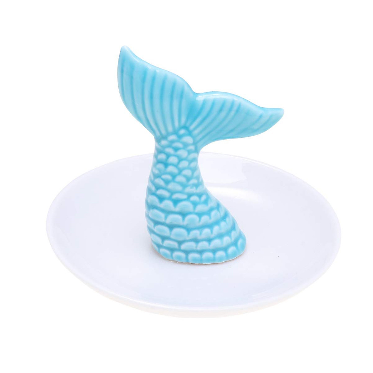 TOPBATHY Mermaid Tail Jewelry Ring Tray Ceramic Jewelry Dish Earring Necklace Rings Organizer Home Decoration Wedding Christmas Birthday Gift