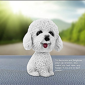 Car Interior Simulation Shaking Head Dog Decor ,Bobble Head Toy Car Interior Dashboard Ornament Kid Home Office Decor White Poodle White Poodle