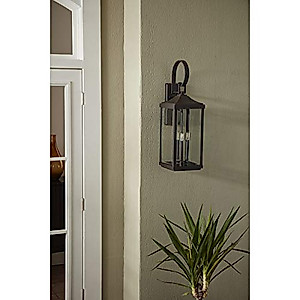 Gibbes Street Collection 3-Light Clear Beveled Glass New Traditional Outdoor Large Wall Lantern Light Antique Bronze