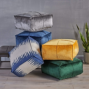 Christopher Knight Home Cytheria Honey Velvet Square Bean Bag Ottoman