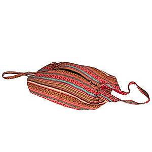 Tribe Azure Jacquard Cotton Shoulder Banana Style Fashion Travel Canvas Tote Bag Hobo Style Casual Market Purse Handbag (Pink)