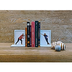MODBRANDS Premium Bookends Set with Photo Frames. Non-Skid, Sturdy Metal with Acrylic Photo Protection (Extra acrylics Included), 6.75 x 5.5 x 4 in, 1 Pair (Set of 2), White