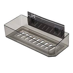 Kelepu Wall Mount Bathroom Shelf Multifunctional Punch Frees Convenient Storage Shower Shelf Organizer for Home 1 Pc (Transparent Black)