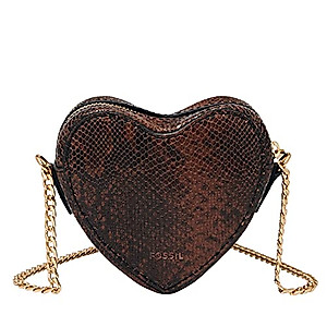 Fossil Women's Heart Embossed Leather Crossbody Micro Bag, Dark Python (Model: SL8263703)
