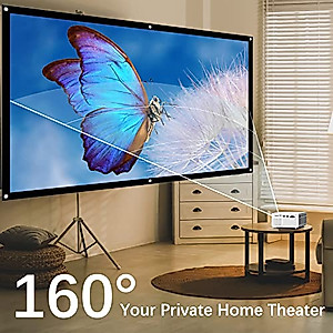 100 inch Projector Screen Portable Projector Screen Outdoor- Small Movie Projector Screens 16:9 HD 4K Foldable and Mini Video Projector Screen for Travel Walls Mount Backyard Movie Night Parties