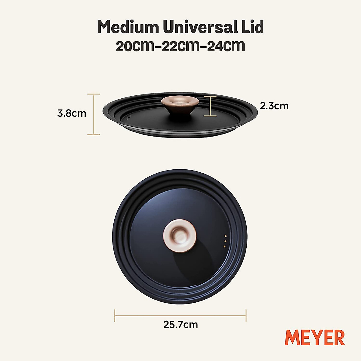 Meyer Accent Series Stainless Steel Universal Pots and Pan/Cookware Lid, Medium
