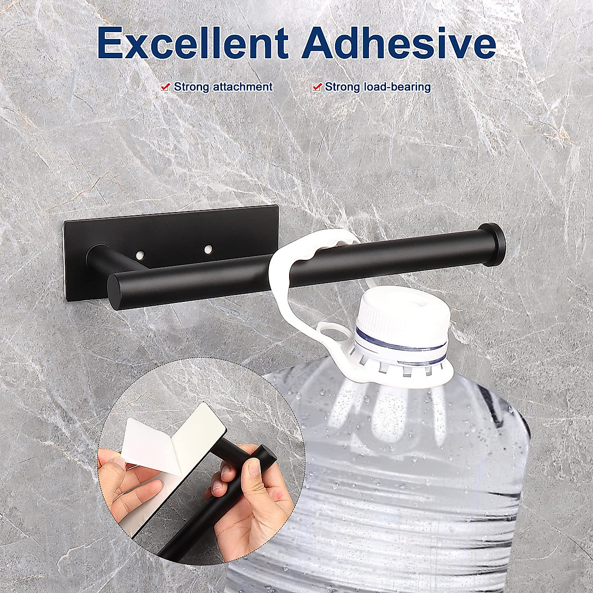 NearMoon Self Adhesive Hand Towel Holder/Towel Ring, Stainless Steel Hand Towel Bar Rustproof Stick on Wall-Towel Rack for Bathroom/Kitchen, Adhesive and Wall Mounted (1, Matte Black)