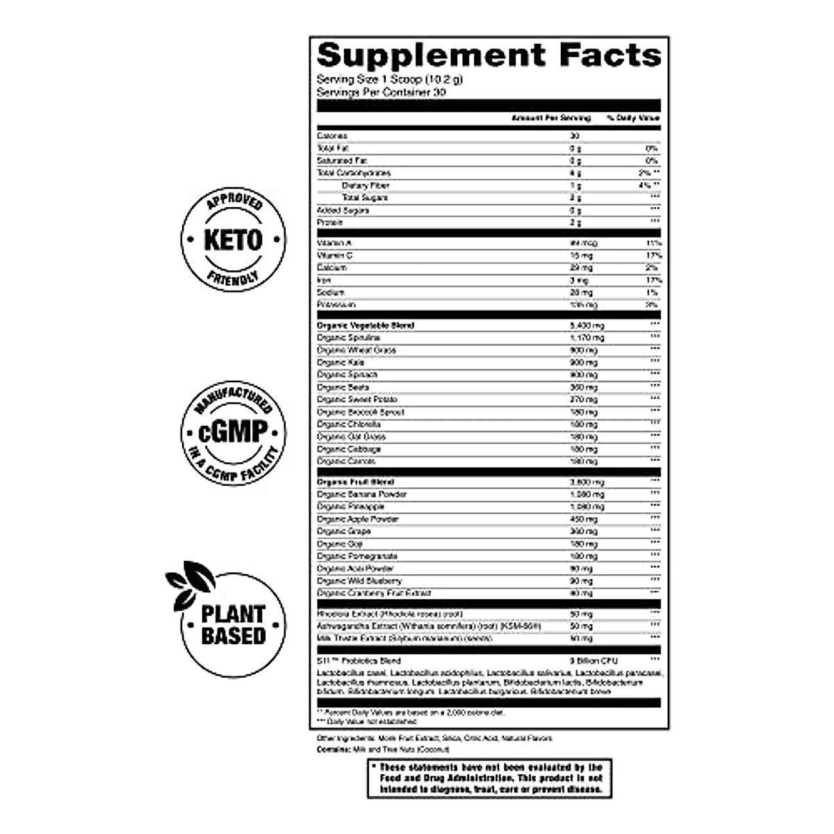 Origin Jocko Greens Powder - Greens & Superfood Powder for Healthy Green Juice - Keto Friendly with Spirulina, Chlorella, Digestive Enzymes, & Probiotics - 30 Servings (Pineapple/Coconut Flavor)