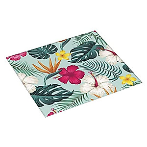 hojas tropicales y flores Printed Drying Mat For Kitchen Ultra Absorbent Microfiber Dishes Drainer Mats Non-Slip Silicone Quick Dry Pad - 18 X 16inch