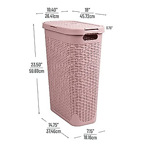 Mind Reader 40 Liter Slim Laundry Basket, Hamper with Cutout Handles, Washing Bin, Dirty Clothes Storage, Bathroom, Bedroom, Closet, Pink