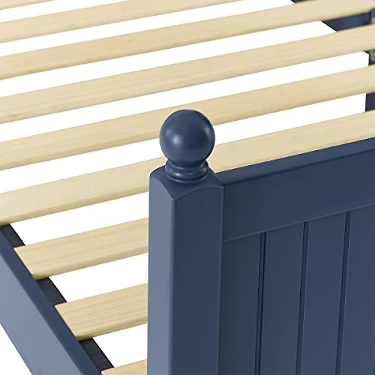 BIKAHOM Riley Twin Bed Frame, 11.5 inch Solid Wood Pine Bed Frame with Headboard & Footboard, Wood Slat Support, No Box Spring Needed, Easy Assembly Bedroom Furniture, Dark Blue Finish