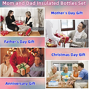 Wedding Engagement Gifts for Her/Him - Valentines Anniversary Christmas Couples Gift Set, 15oz Travel Vacuum Tumbler For Husband Wife - Insulated Bottle Gift For Bride Groom (Best Dad & Best Mom）