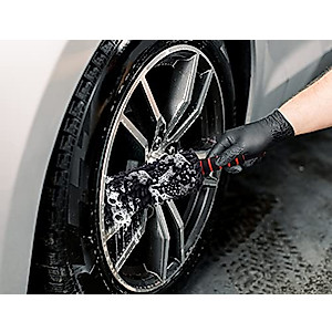 TAKAVU Microfiber Wheel & Rim Brush with 2 Replaceable Covers Multipurpose Auto & Car Detailing Tool, Bendable Soft Chenille Microfiber Wheel Detailer, Interior Duster (Microfiber)