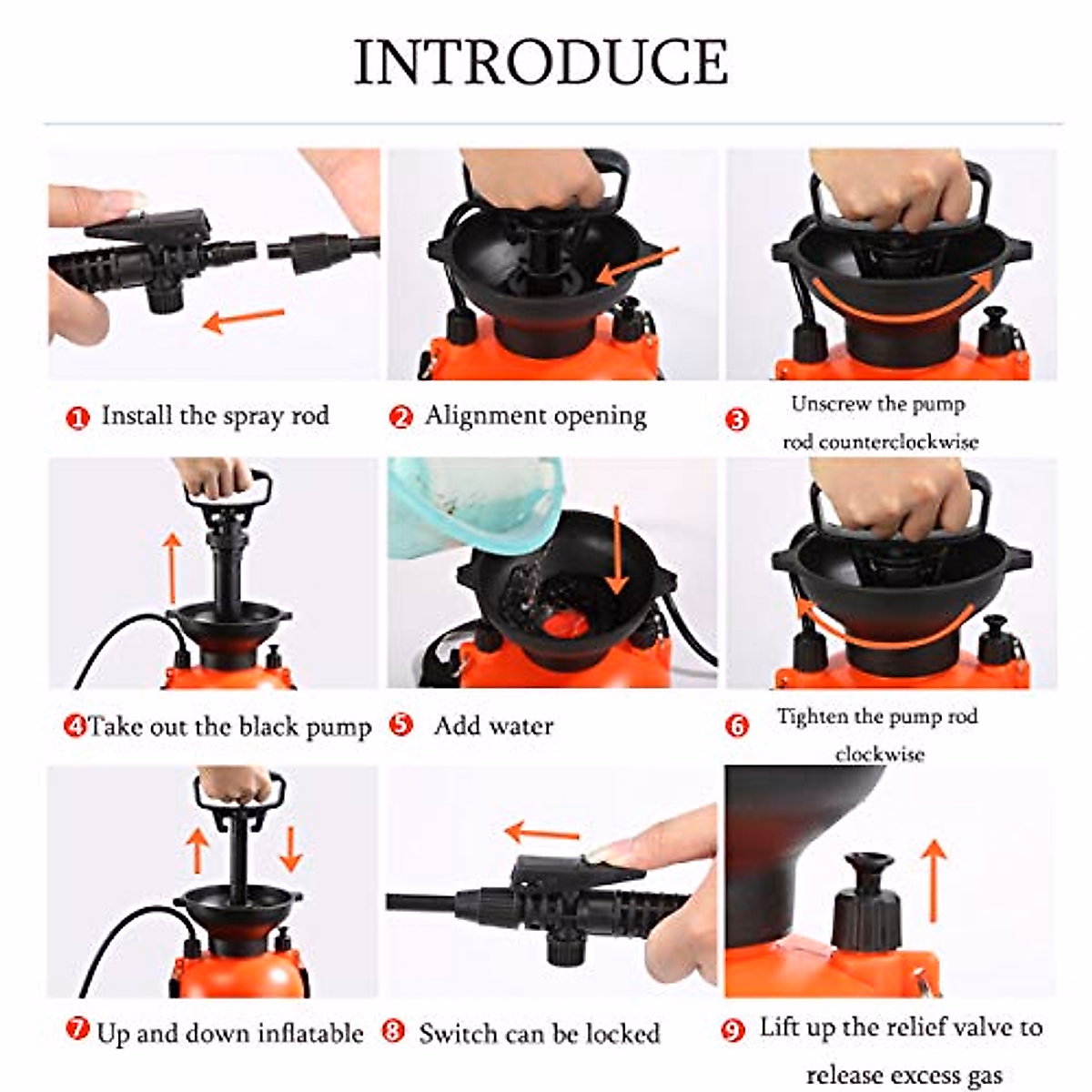 CLICIC Lawn and Garden Portable Sprayer - 2 Gallon - Pump Pressure Sprayer Includes Shoulder Strap