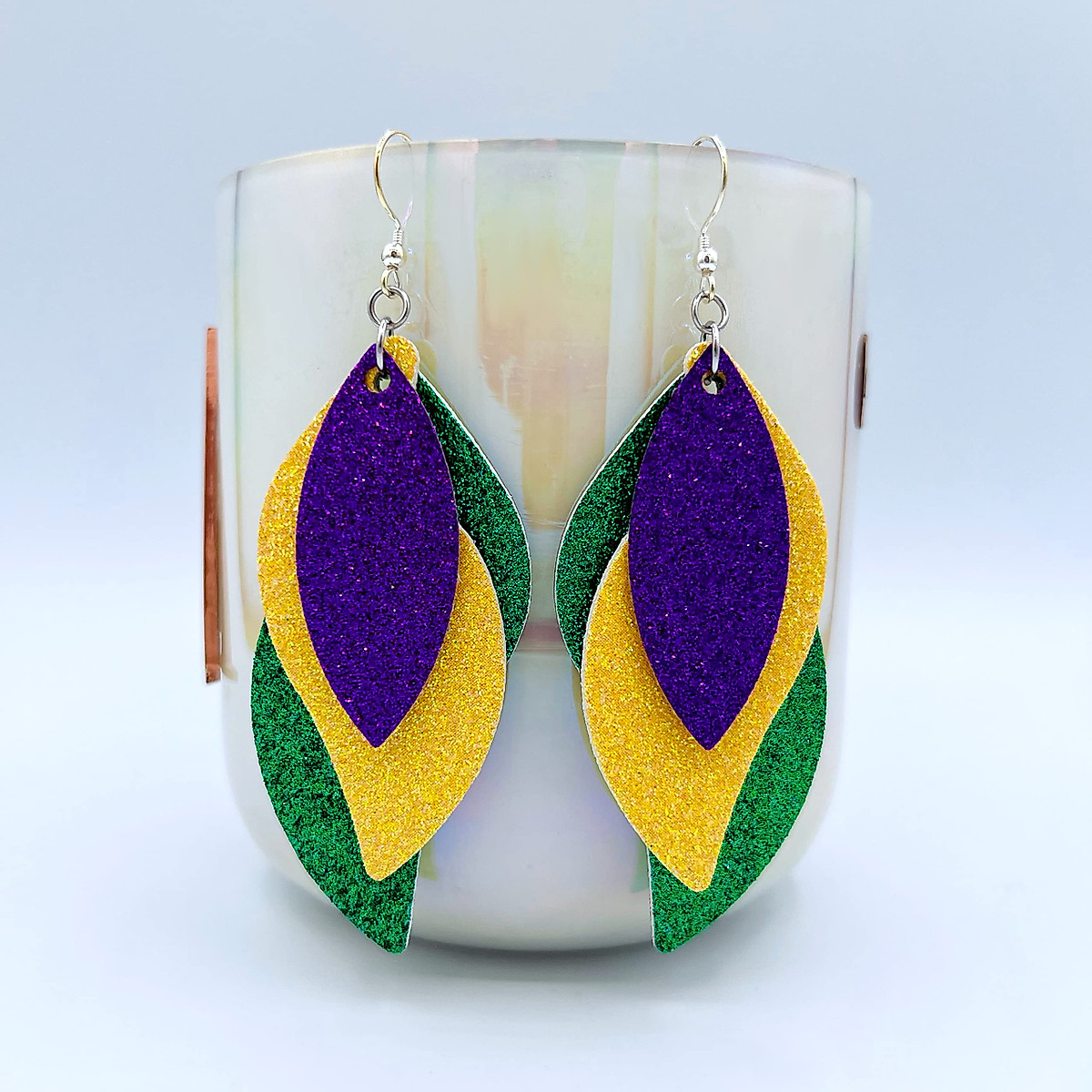 Mardi Gras Earrings for Women - New Orleans Earrings - Mardi Gras Jewelry Accessories (Faith)