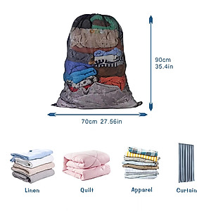 2 Pack Large Mesh Laundry Bag, Heavy Duty Mesh Laundry Bags Drawstring Lockable, 27×36inch Black Laundry Hamper Liner, Machine Washable, for Ball Storage, Travel, Toys, Sports Factories, Dorms