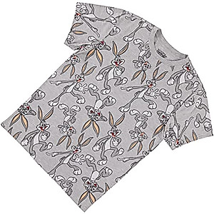 Looney Tunes Mens Classic Shirt Marvin Tee - Space Jam 90’s Allover Print T-Shirt (Heather, X-Large)