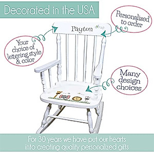 MyBambino Children's Personalized White Bright Butterfly Rocking Chair Pink Purple Flowers