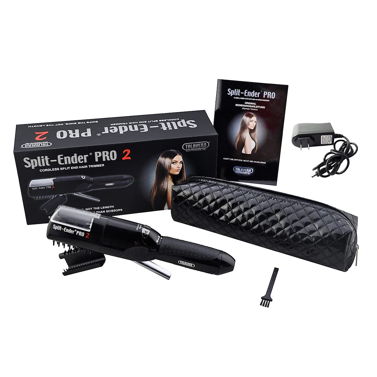 Split-Ender Pro 2 - The Original Cordless Split End Hair Trimmer Automatic Rechargeable Home Tool Hair Clipper 2-in-1 for Dry Damaged Splitting Broken Brittle Straight Curly Frizzy Beauty - Black