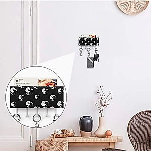 Yin Yang Lucky Cat PU Leather Wall Mounted Key Hook Organizer Hanging Key Holder Decoration