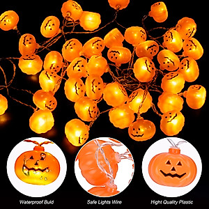 Halloween Decorations 19.7Ft 40 LED Pumpkin String Lights, Halloween Decor Indoor Outdoor Clearance Halloween Lights Battery Operated for Home Garden Yard Decorations Holiday Lights Party Supplies