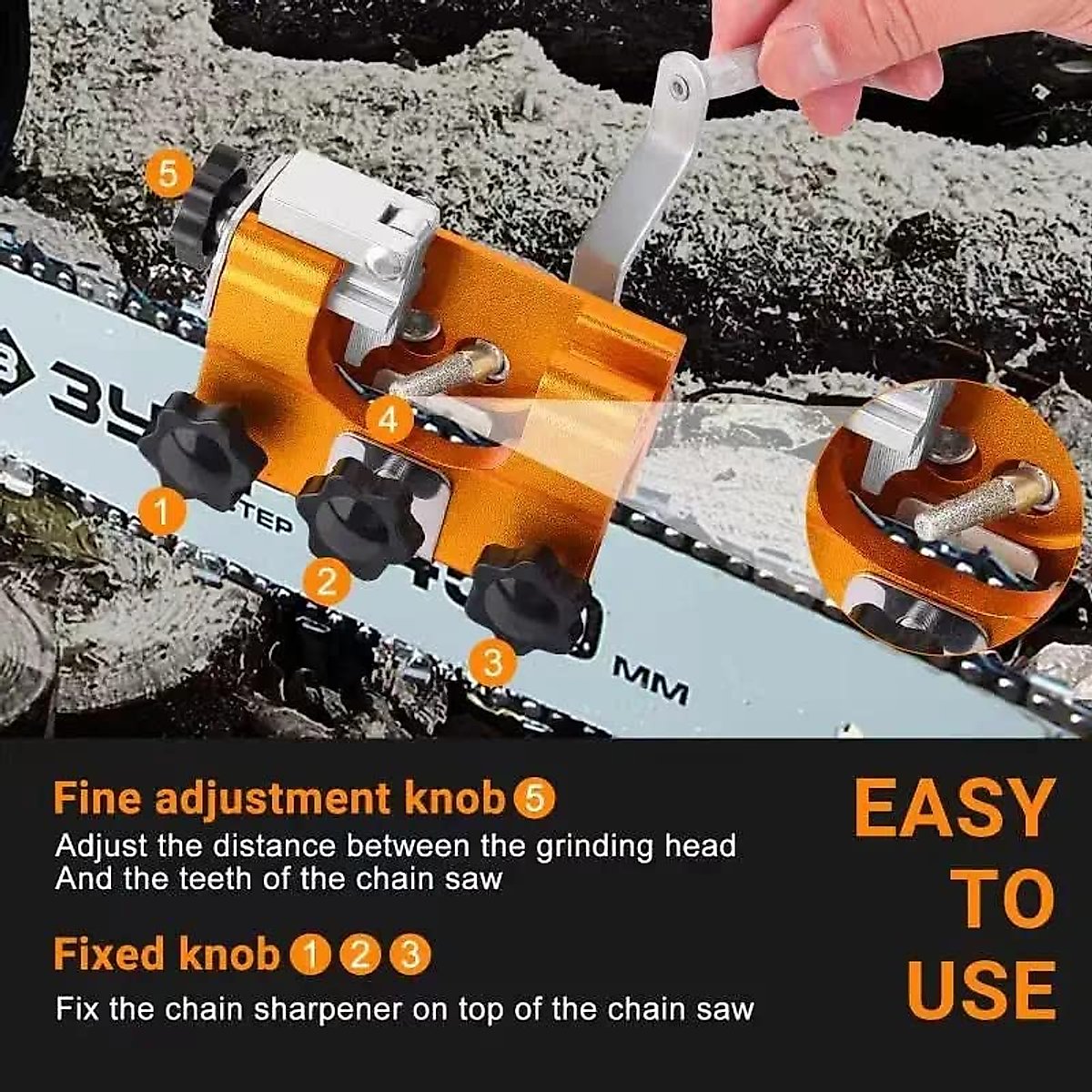 AMESEDAK Chainsaw Sharpener Kit, Chainsaw Chain Sharpening Jig,Suitable for All Kinds of Chain Saws and Electric Saws, for Lumberjack,Garden Worker