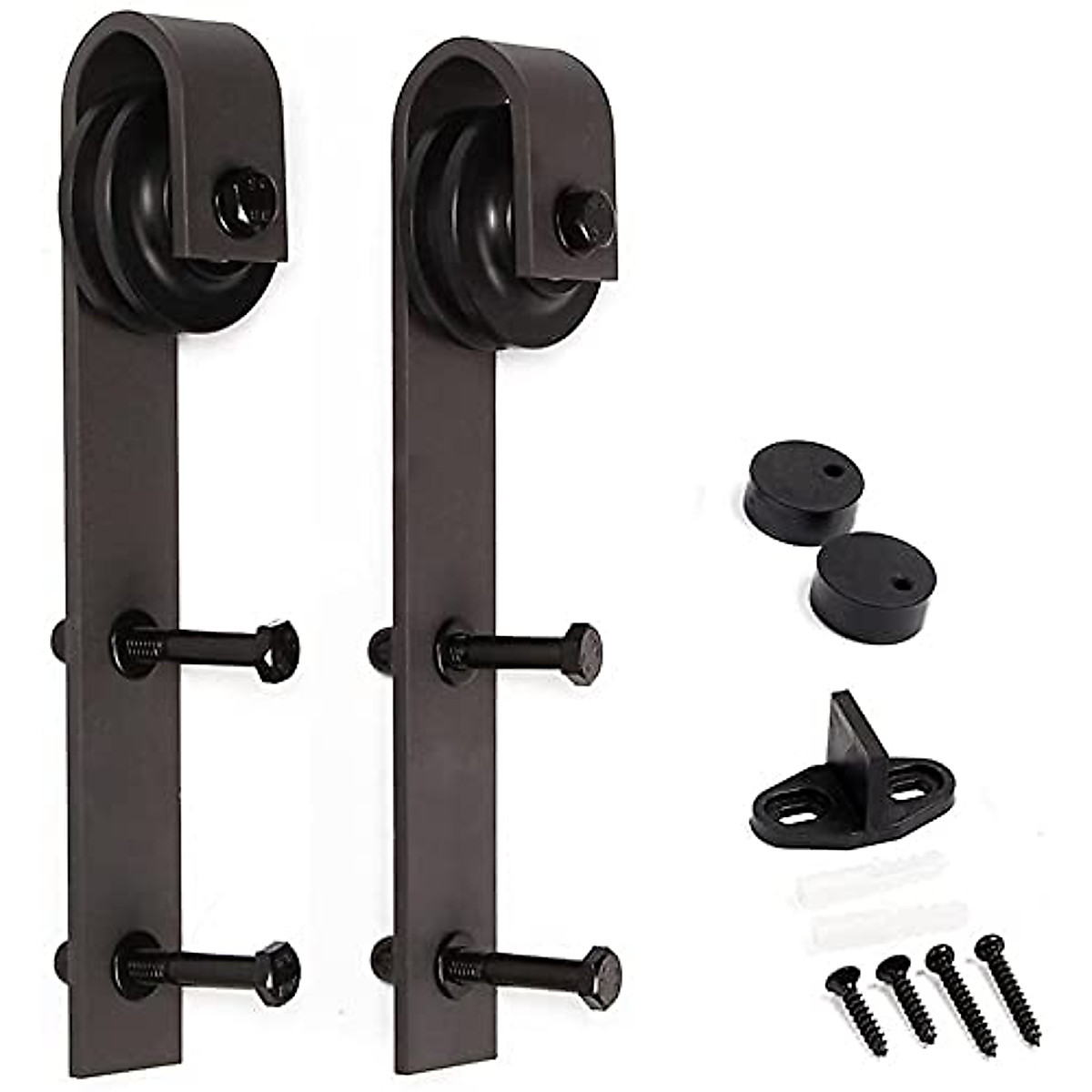 K Series 24in/30in/36in/38in/42in x 84in DIY Knotty Wood Sliding Barn Door with Hardware Kit (36 in x 84 in, Dark Walnut)