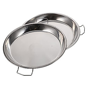 BESTonZON 10 Pcs Stainless Steel Disc Round Serving Platter Tool Trays Serving Tray Round Fish Steaming Plate Fish Dish Steak Tray Stainless Steel Reel Silver Flat Stainless Steel Dishes