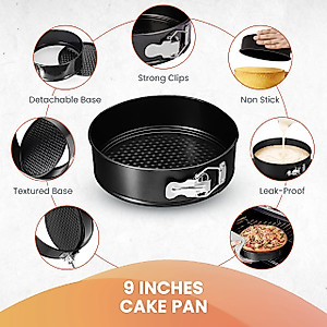 RFAQK Non-Stick 9 Inch Springform Pan - Spring form Pan for Cheesecake with Removable Bottom, Bonus Icing Spatula with 30 Pcs Parchment Paper & Recipe E-Book - Ideal for Baking Cakes, Pizzas, & More!