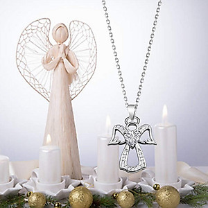 WUSUANED Guardian Angel Pendant Necklace Zircon Heart Jewelry for Women (guardian angel necklace)