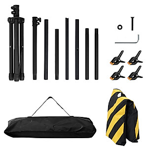 6.5x3.2ft T-Shape Backdrop Stand, Adjustable Background Support Stand Kit, Portable Photo Banner Holder with 4 Spring Clamps, Sandbag, Carry Bag for Party, Wedding, Photography and Decoration