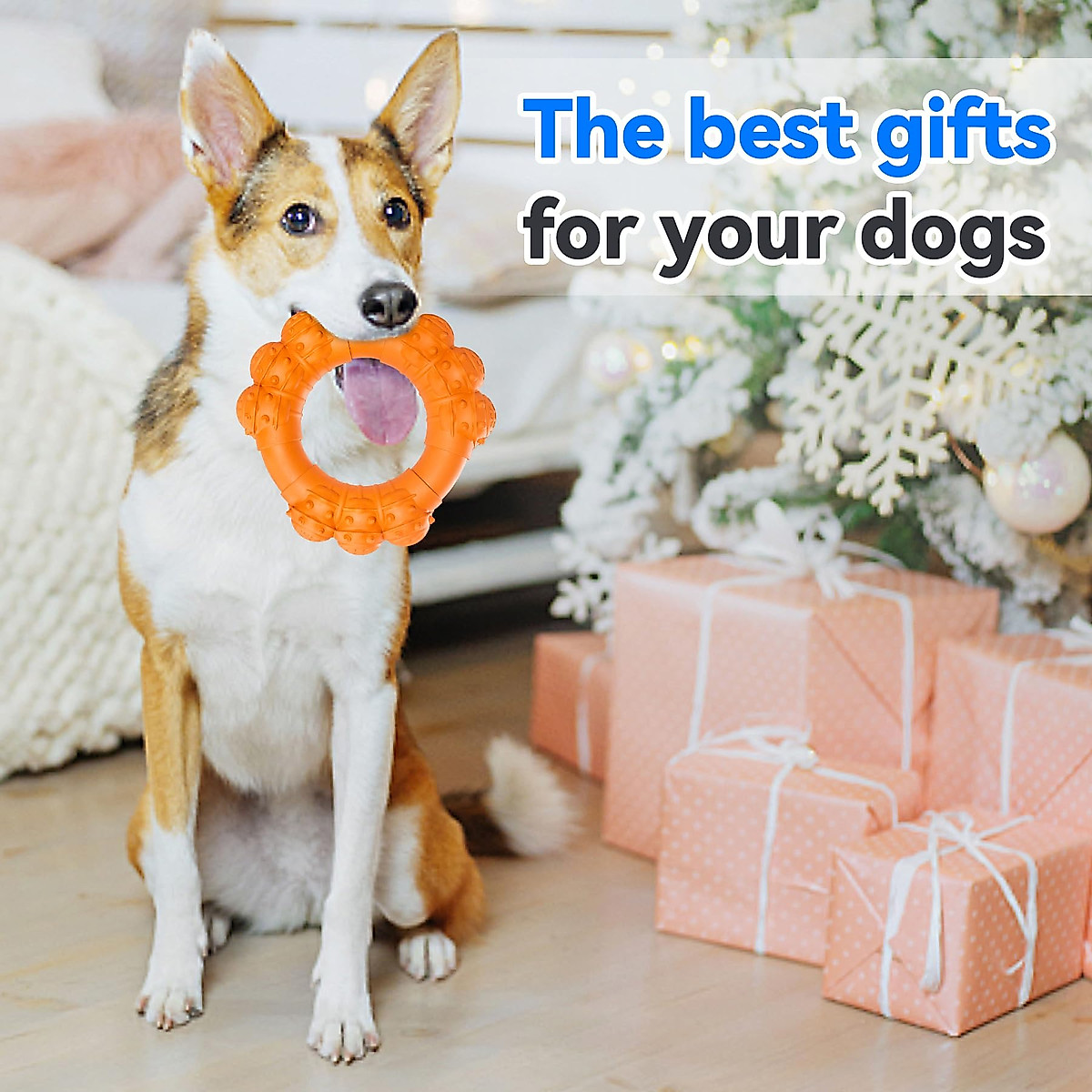 Indestructible Dog Chew Ring Toys for Aggressive Chewers, Super Chewer Dog Toys for Medium Large Dogs, Puppy Teething Rings for Relax,Interactive Dog Ring Toys for Boredom,Heavy Duty Dog Teething Toys