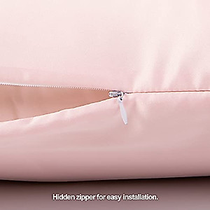 FLXXIE 2 Pack Zippered Satin Toddler Pillowcases, 13x18 Inches, Luxury and Silky Soft Travel Zip Pillow Cases for Boys and Girls, Pink