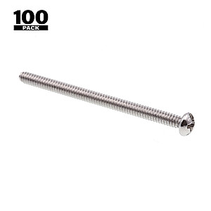 Prime-Line 9003381 Machine Screw, Round Head, Slotted/Phillips Combo, #6-32 X 2 in, Grade 18-8 Stainless Steel, Pack of 100