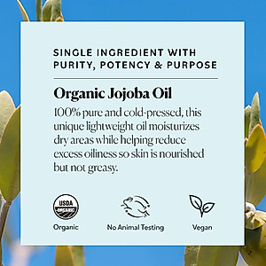 Sky Organics Organic Jojoba Oil for Face, Balancing Oil for Light Hydration & Helps Reduce Excess Oiliness, Suitable For Oily, Combination and Blemish-Prone Skin, 100% Pure & Cold-Pressed, 4 fl. Oz with ebook