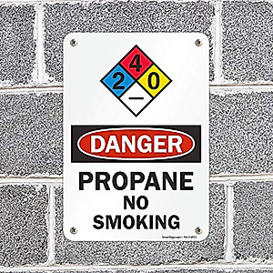 SmartSign "Danger - Propane, No Smoking" NFPA Sign | 7" x 10" Aluminum