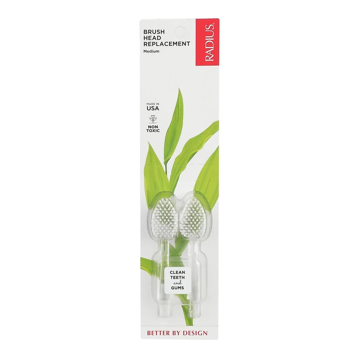 RADIUS Toothbrush Replacement Brush Heads 2-Count Improve Gum Health & Reduce Gum Issues - Medium - Pack of 1