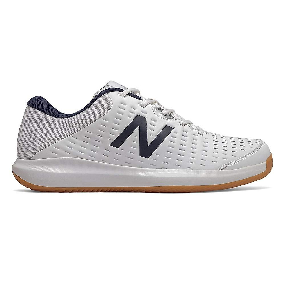 New Balance Men's 696 V4 Hard Court Tennis Shoe, White/Navy, 12 M US