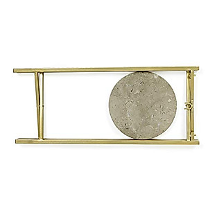 Urban Shop WK658006 Brown Marble Collapsible Side Accent Drink Table with Gold Metal Legs 12 in x 12 in x 13.5 in