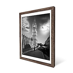 Soonrada 12x16 Frames Rustic Walnut Picture Frames to Display 11x14 Pictures with Mats or 12 x 16 without Mat Real Wood Photo Frame Wall Art for Living Room Wall Decor