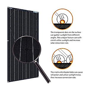 XINPUGUANG 100W 12V Flexible Solar Panel Monocrystalline Charger Lightweight Charging for Camping RV Boat Caravan Cabin Tent Car(100W-1)…